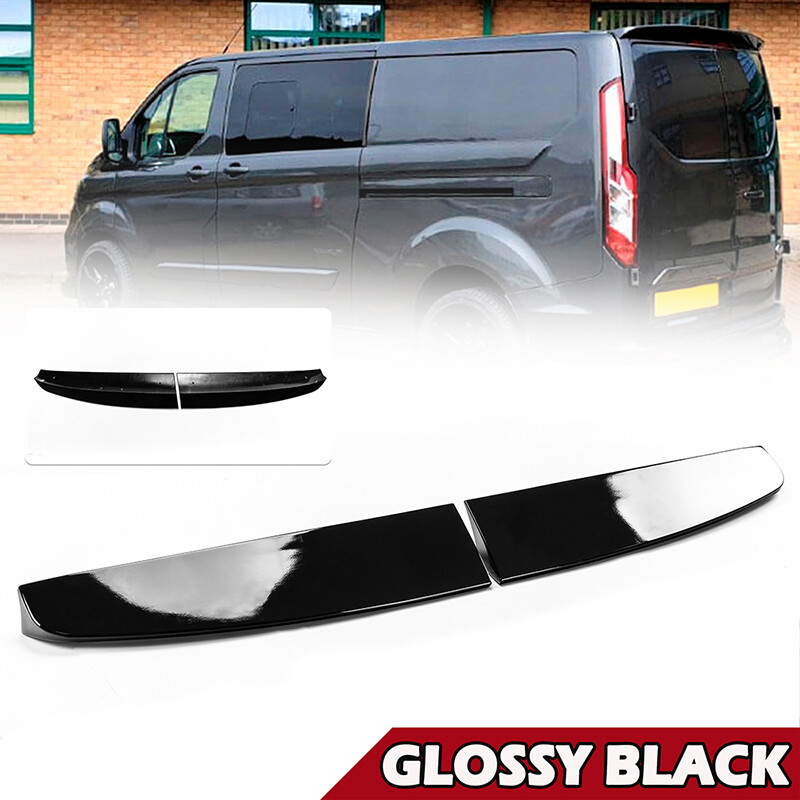FOR FORD TRANSIT CUSTOM 2012-2020 GLOSS BLACK REAR TWIN BARN DOOR ROOF ...