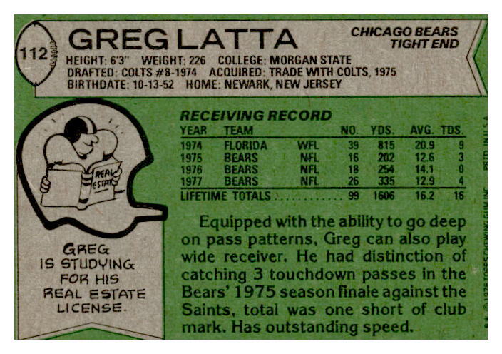 1978 Topps #112 Greg Latta VG | eBay