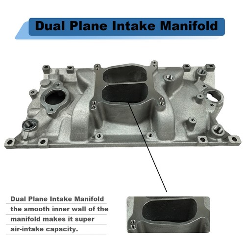 SBC Intake Manifold Dual Plane Satin Aluminum For Chevy Vortec 350 ...