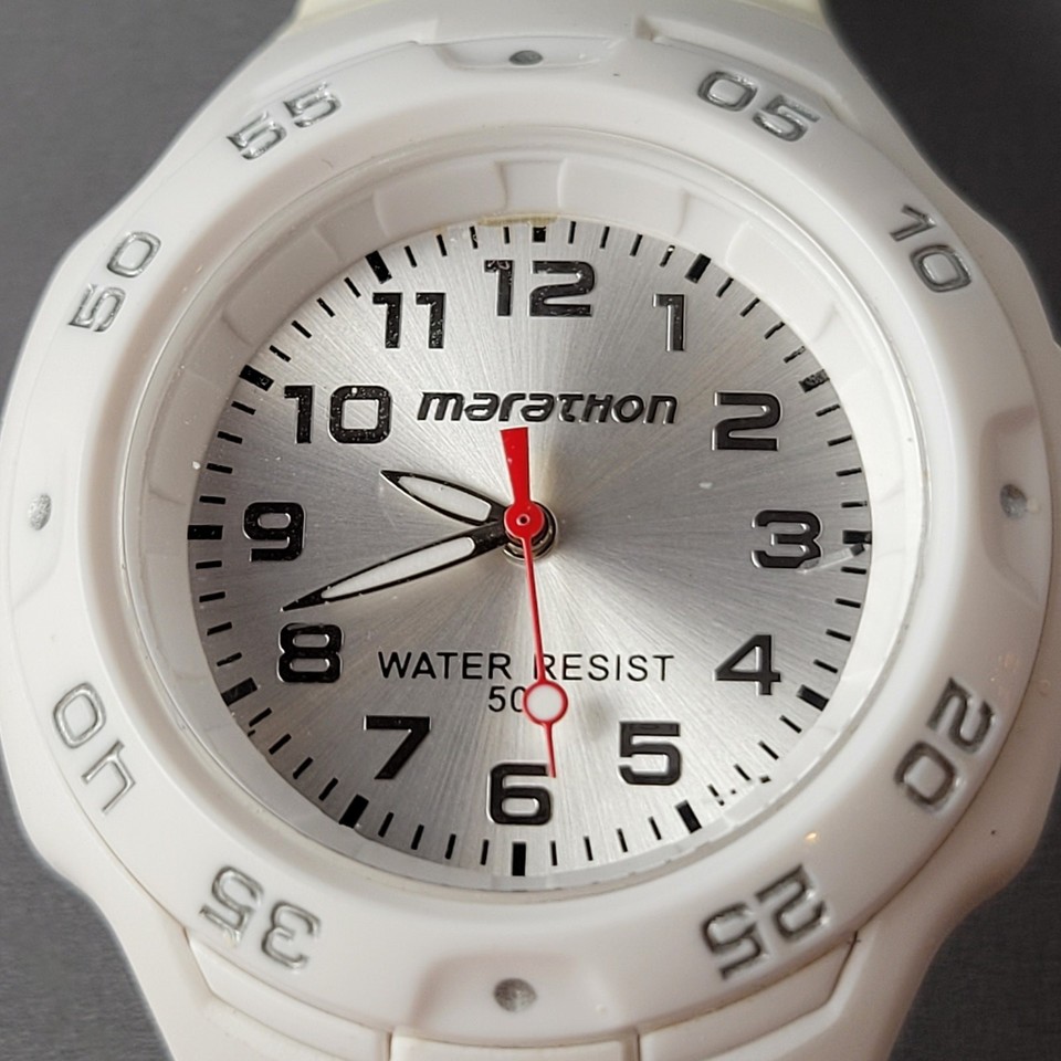 Marathon Quartz Watch White Case Silicone Band 50M Water Resistant 1.42 ...
