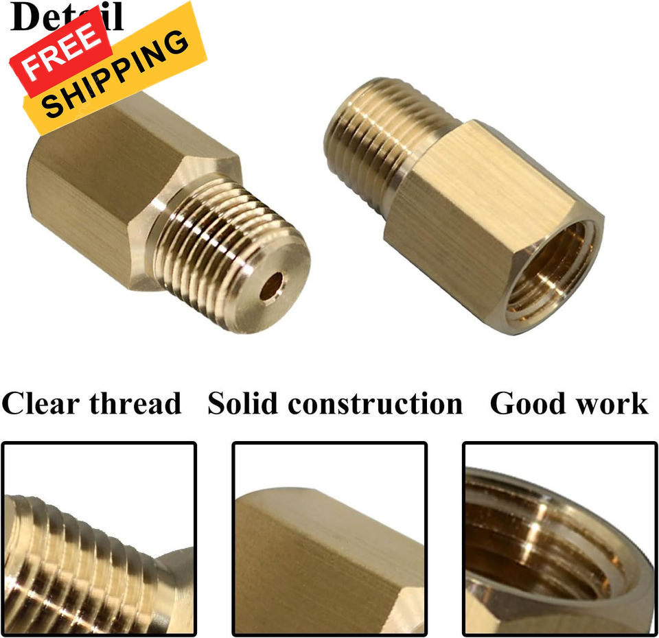 2PCS 1/8 BSPT Male to 1/8-27 NPT Female, Thread Adapter for Gauge | eBay