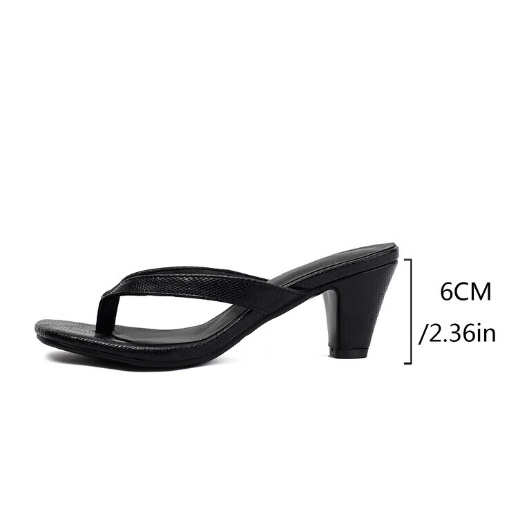 Womens Summer Flip Flops Block Mid Heels Thong Sandals Slippers Party ...