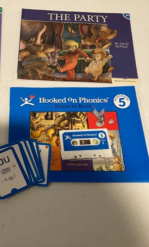 HOOKED ON PHONICS Level 5 BLUE Workbook, Hop Book #30, Cassette, Cards ...