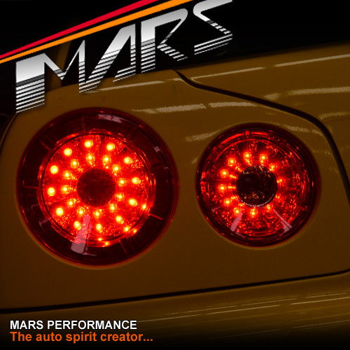 Red Clear LED Tail Lights for Nissan R34 Skyline Coupe GTS-T GT-R GT-T ...