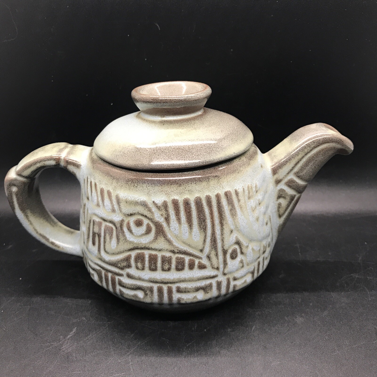 Frankoma Pottery Aztec Teapot Prairie Green Mayan Decor Vintage | eBay
