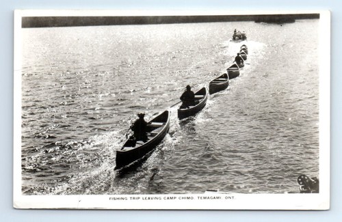Temagami Ontario Canada CAMP CHIMO Fishing Trip Leaving Canoes Postcard ...