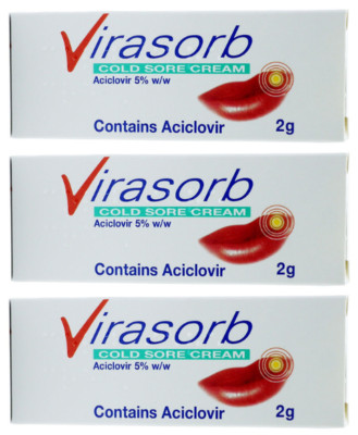 3 X Virasorb 2g 5% Cold Sore cream ,Cracked & Sore Lips Relief | eBay UK