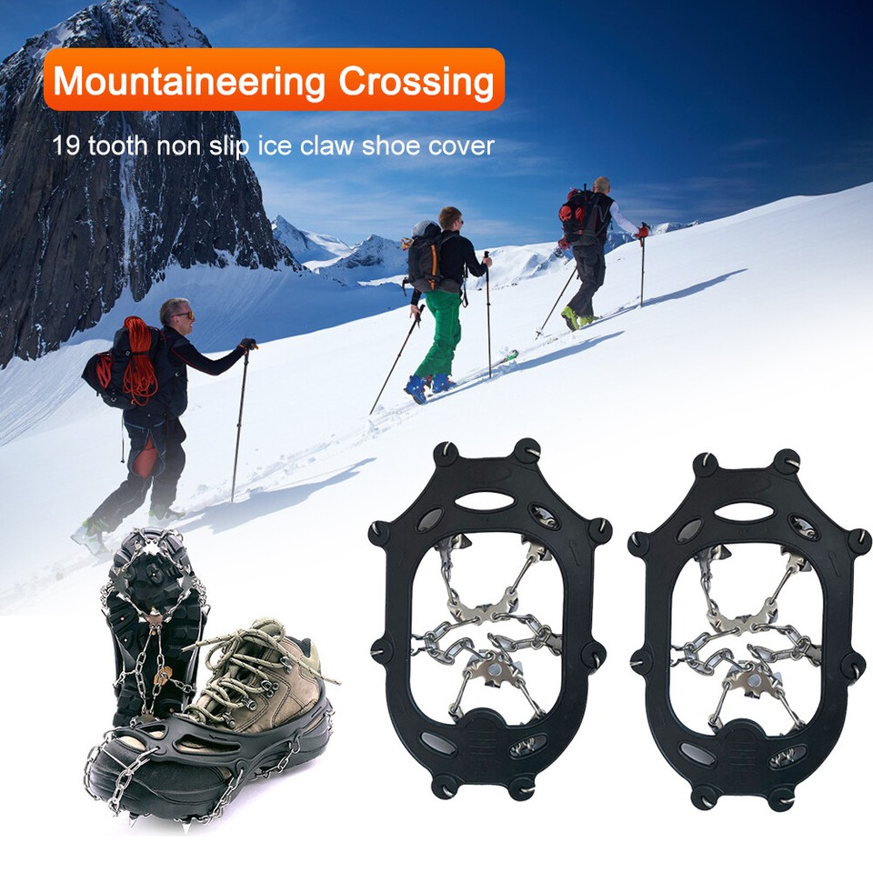 19 Teeth Climbing Crampons Anti-Slip Bundled Crampons Walking Hiking ...