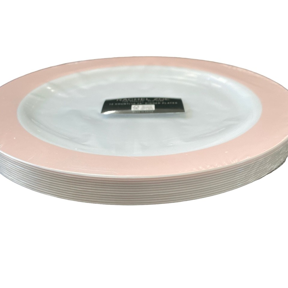 36pc Rachel Zoe Posh Pink & White Disposable Round Dinner/Dessert Plate ...