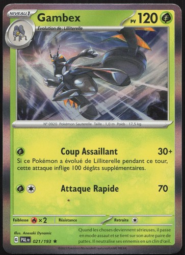 Carte Pokémon Gambex 021/193 Holo Évolutions à Paldea Français | eBay