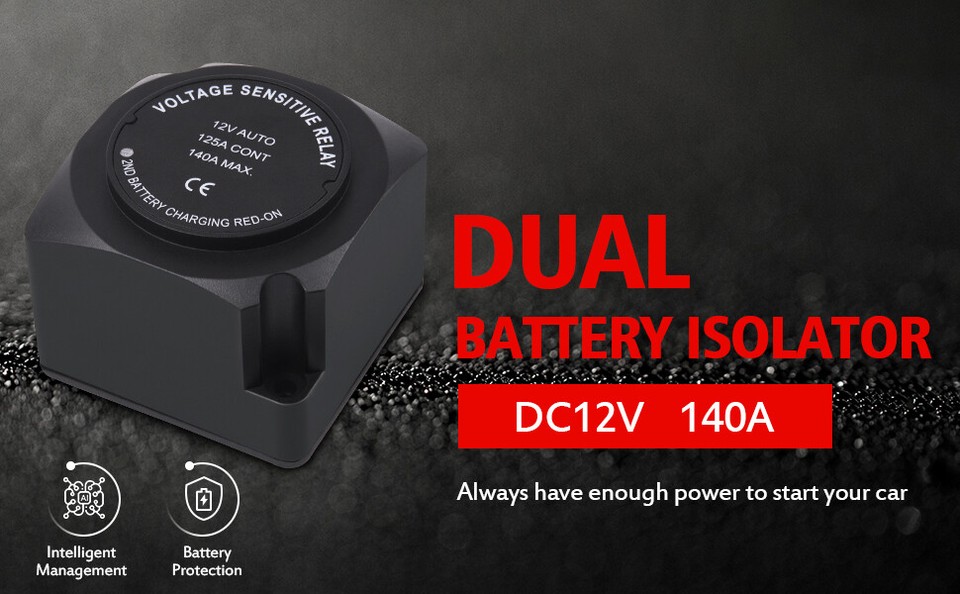 140Amp Smart Dual Battery Isolator VSR Voltage Relay Heavy Duty for Car ...
