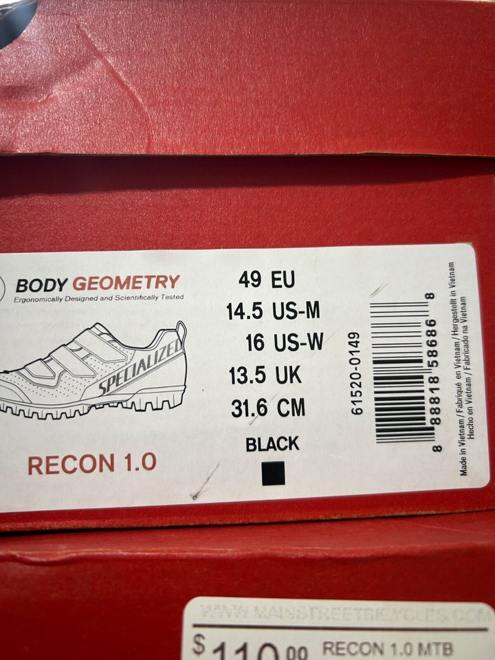 NEW Specialized Body Geometry RECON 1.0 bicycle SHOES Multiple Sizes ...