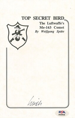 WOLFGANG SPATE SIGNED TOP SECRET BIRD BOOKPLATE PSA DNA (D) WWII GERMAN ...
