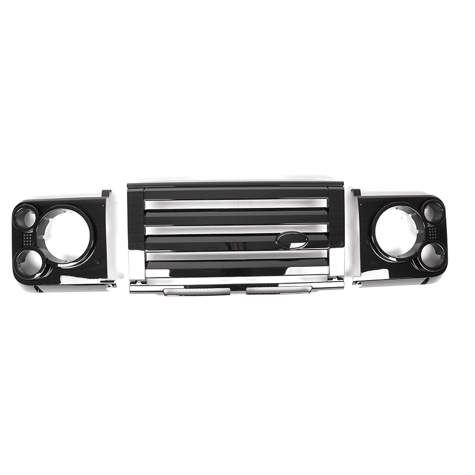 LAND ROVER DEFENDER FRONT SVX STYLE GRILLE & HEADLAMP SURROUND SET KIT ...