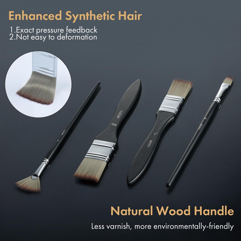 ARTIFY 24 Pieces Paint Brush Set, Expert Series, Enhanced Synthetic ...