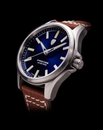 ProTek USMC Field Watch 3100 Series Titanium Case Leather Strap Quartz ...