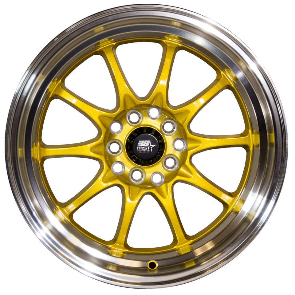 (1) 16x8 +15 MST MT11 5x100,5x114.3 Gold w/Machined Lip Wheel | eBay