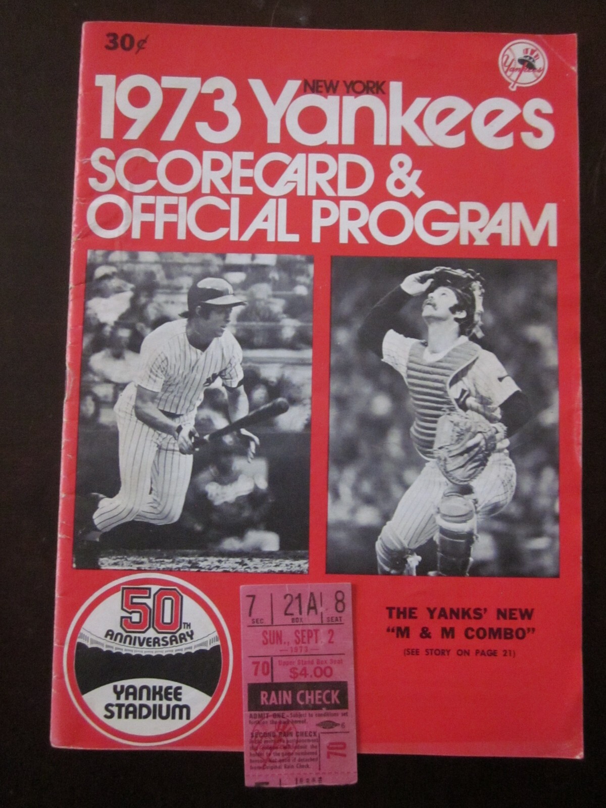 1973 Yankees Program vs Orioles, Last Few Games at Old Stadium, Sept 2 ...