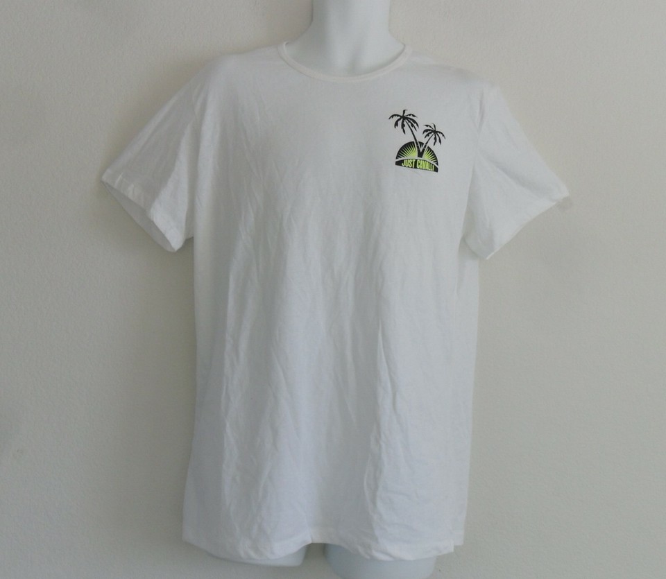 Just Cavalli Roberto BEACH WEAR GRAPHIC TEE T Shirt PALM TREE Top~Mens ...