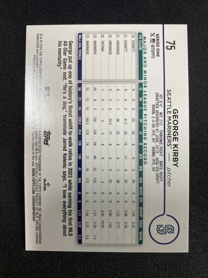 2024 Topps Series 1 Baseball Easter Foil George Kirby #75 Seattle ...