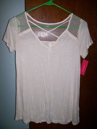 NWT Off White/Cream Xhilaration Strappy Knit Top Blouse Soft Flowy Size ...