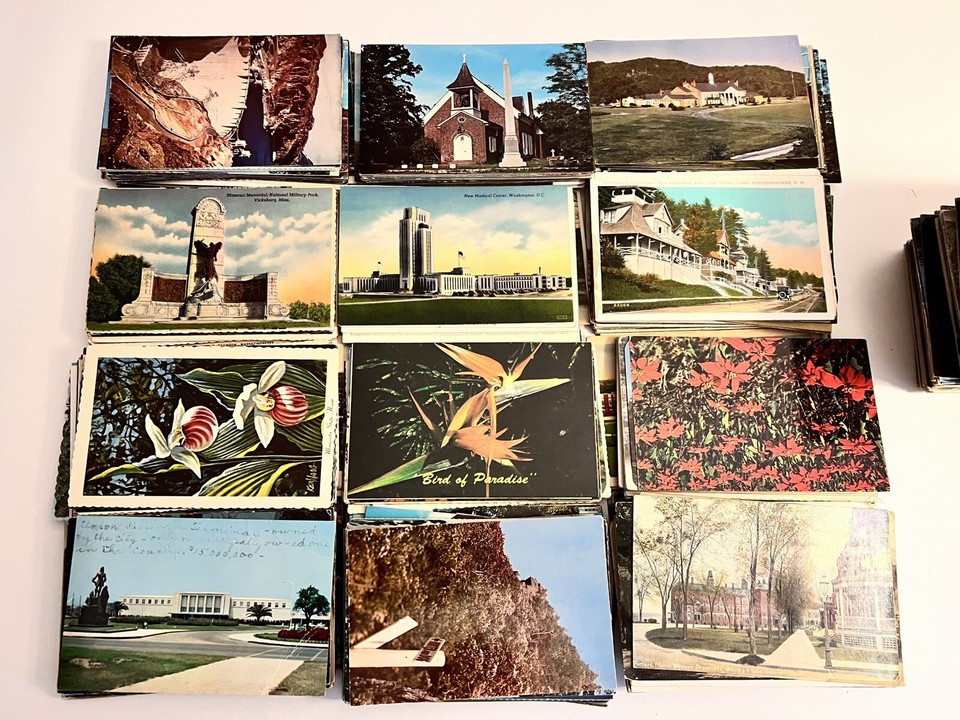 Huge Lot of 1000 USA Standard Size Mixed Postcards Used & Unused Box A ...