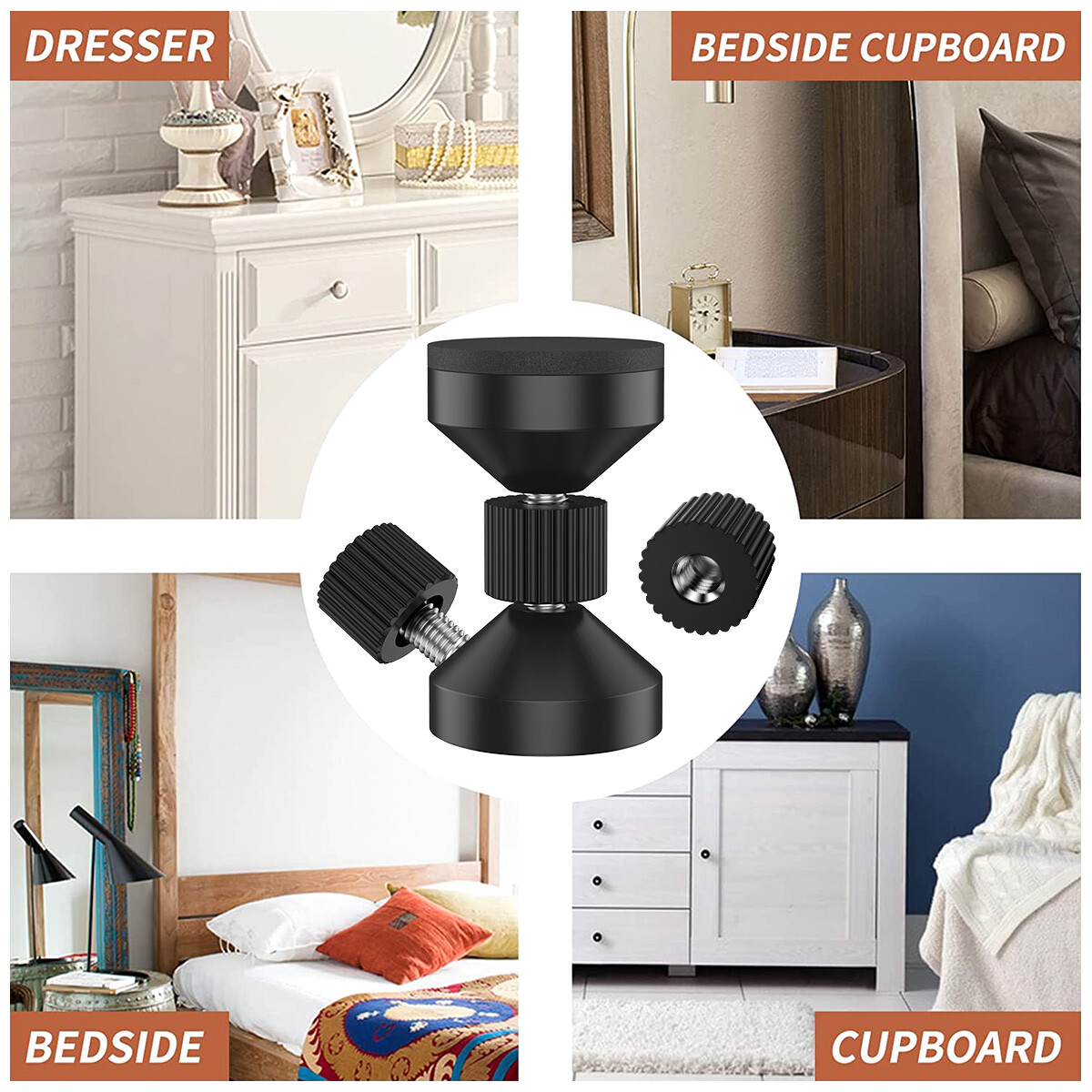 2Pcs Bed Frame Anti-Shake Tool Adjustable Threaded Headboard Stopper ...