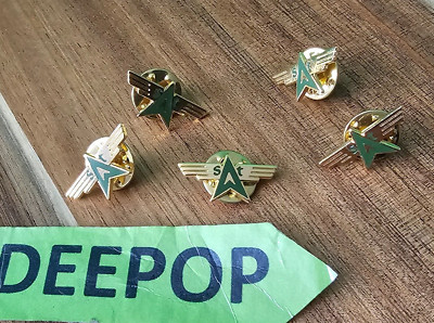 Vintage 5 Piece STA Aviation Pins Airline gold Tone Recognition Jewelry ...