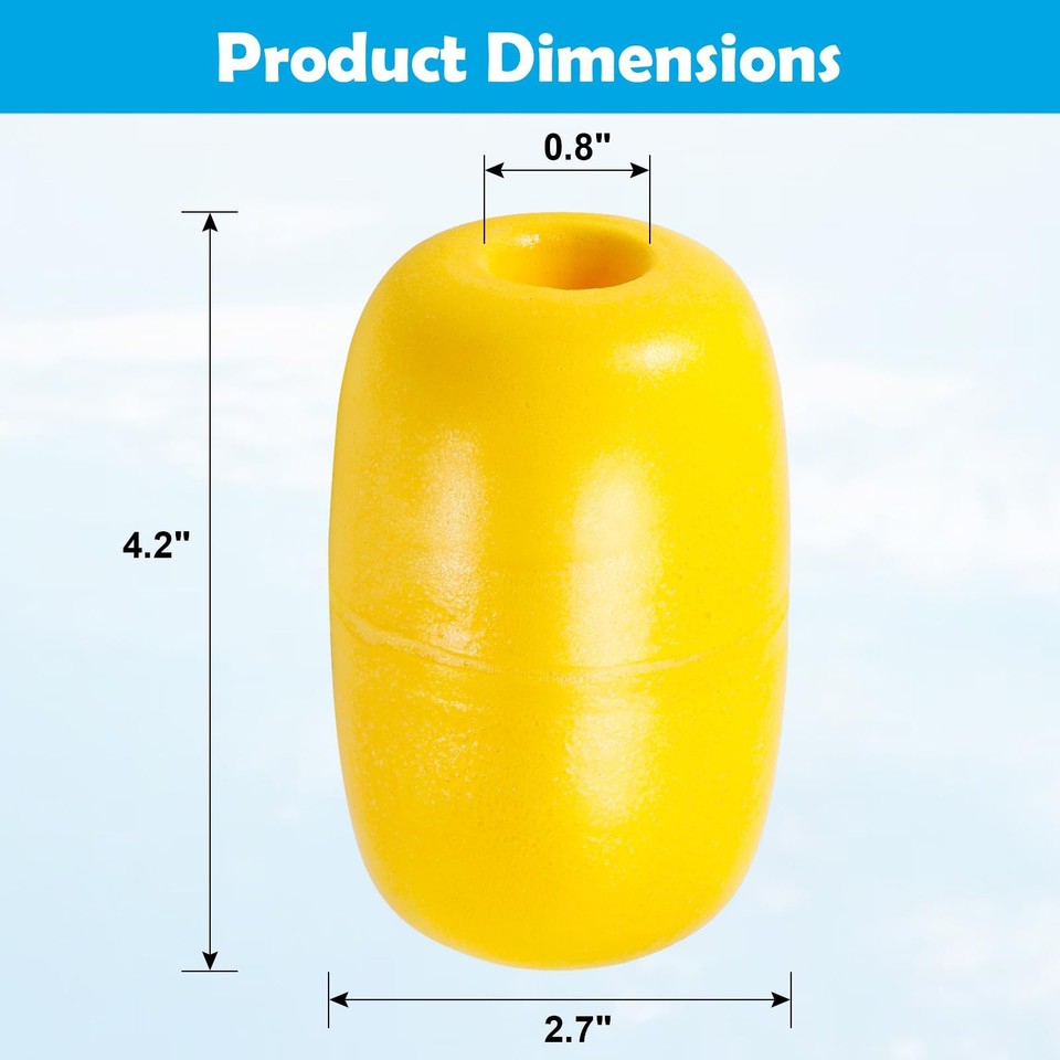 6 Pieces Rope Floats Marine, Deep Water Float Oval Water Float 2.7" x 4 ...