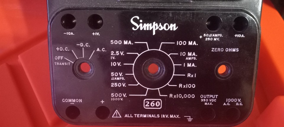 Vintage FACEPLATE PN# 260 – Simpson Multimeter Black Front Panel ...