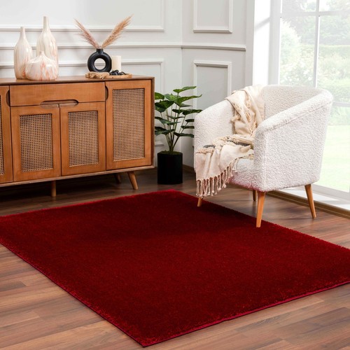 Size: 2' x 3' Rectangle - Heavenly Solid Red Plush Rug | eBay