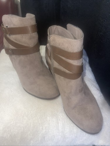 New - Women’s Material Girl Melany Cognac Smooth PU Bootie Boots Size ...