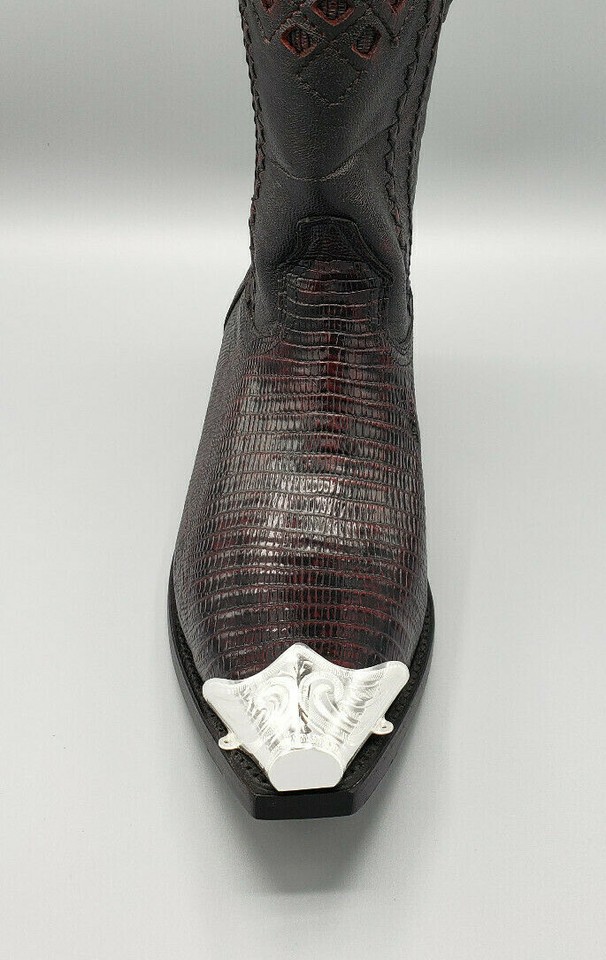 WESTERN COWBOY BOOT TIPS Pair - Silver Engraved Flat Tips w Heel Guards ...