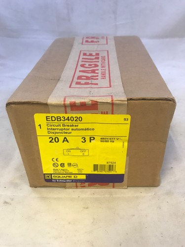 SQUARE D EDB34020 3 POLE 20A 480V CIRCUIT BREAKER *SAMEDAY SHIP ...
