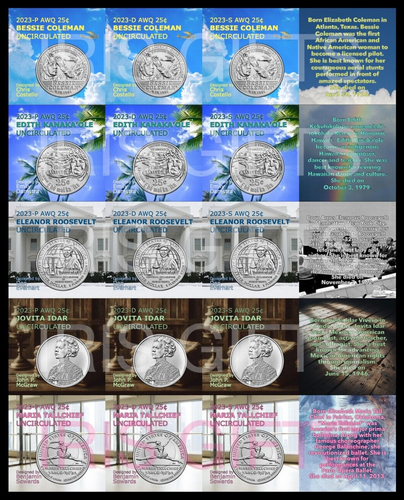 🔥2023-PDS American Women Quarters 25c / 15-Coin COLLECTION / Color ...