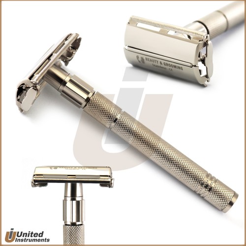 Safety Razor & 10 x Double Edge Blades Classic Shaving Steel Butterfly ...