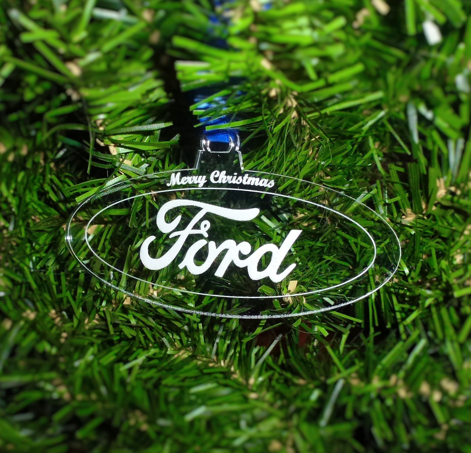 Bauble Acrylic FORD OVAL Christmas Tree Decoration Gift personalised ...