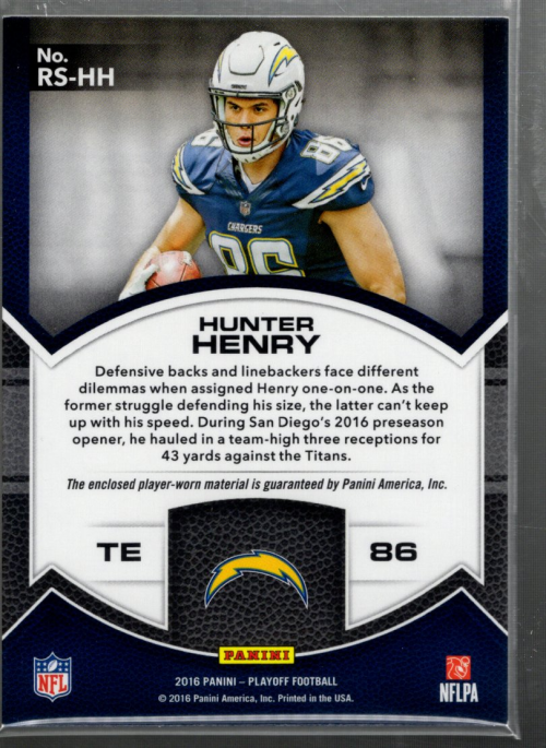 A6734- 2016 Playoff Débutant Etalons Prime 1st Bas # Rshh Hunter Henry ...