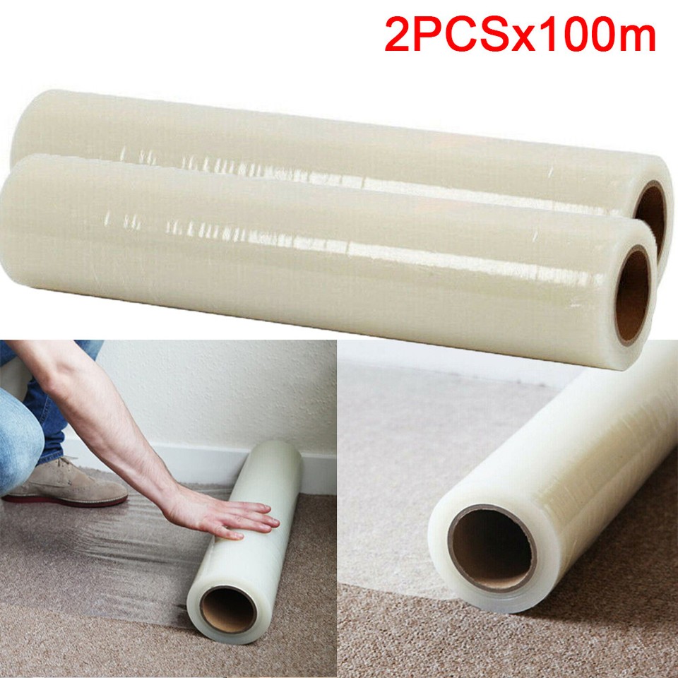 100M Self Adhesive Carpet Protector Floor Clear Roll Protection Cover ...