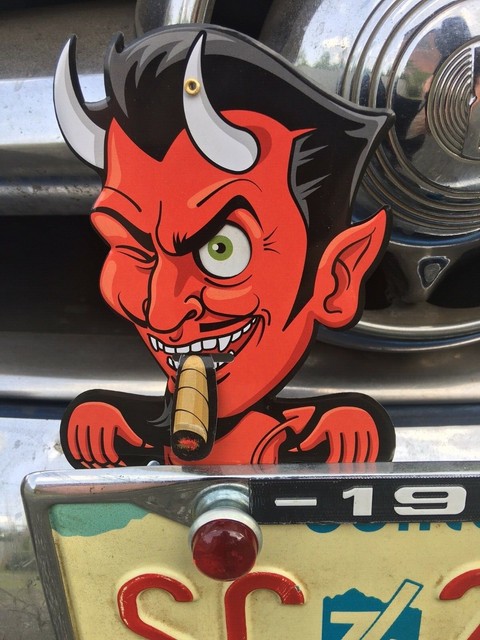 Hot Rod Devil License plate Topper RED DEVIL Lucifer Satan All Metal ...