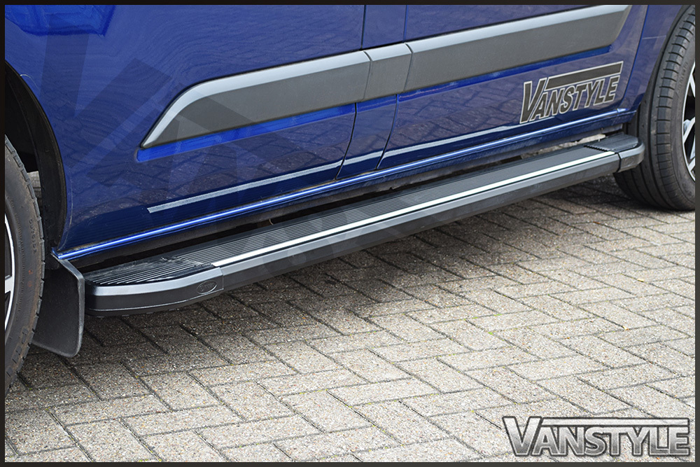 FITS FORD TRANSIT CUSTOM BLACK SIDE STEPS LWB SIDE BARS RUNNING BOARDS ...