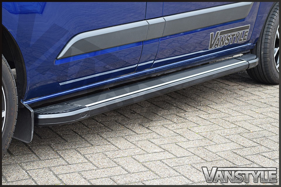 FITS FORD TRANSIT CUSTOM BLACK SIDE STEPS LWB SIDE BARS RUNNING BOARDS ...