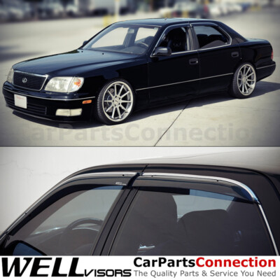 WellVisors Window Visors 95-00 For Lexus LS400 Side Deflectors Chrome ...