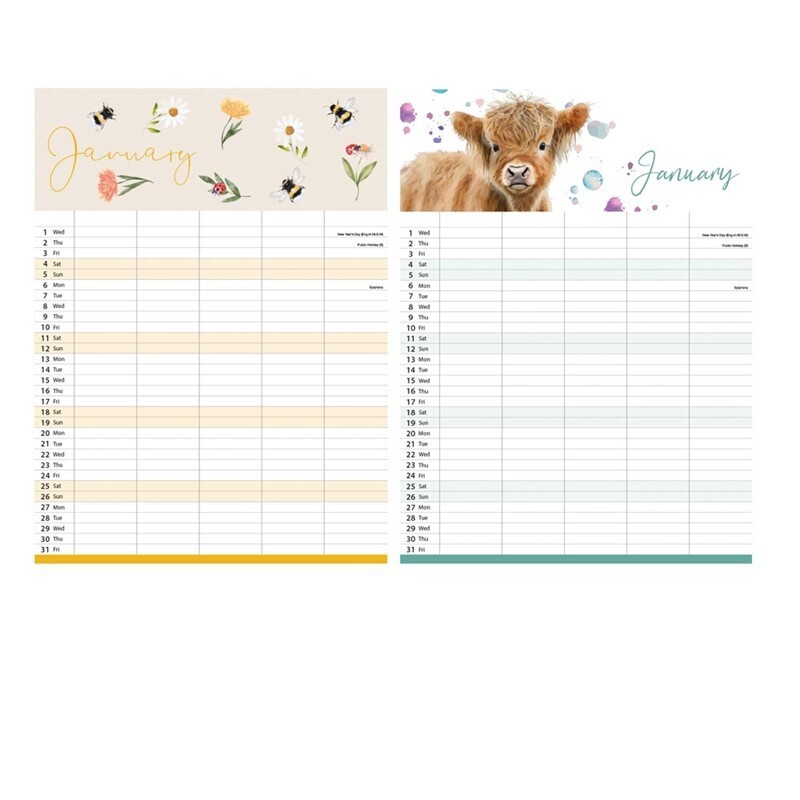 2026 Family Organiser Calendar 5 Column Planner Shopping List Notepad ...