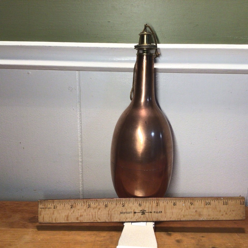 VTG Large Gun Size,Copper Bodied,Powder Flask,W/ Brass Fitted Nozzle ...