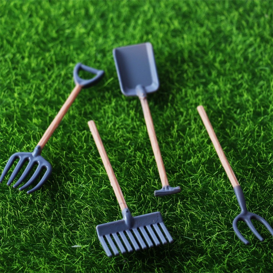 4 Pcs Mini Farm Tool Set Small Rake Child Work Miniature Garden Tools ...