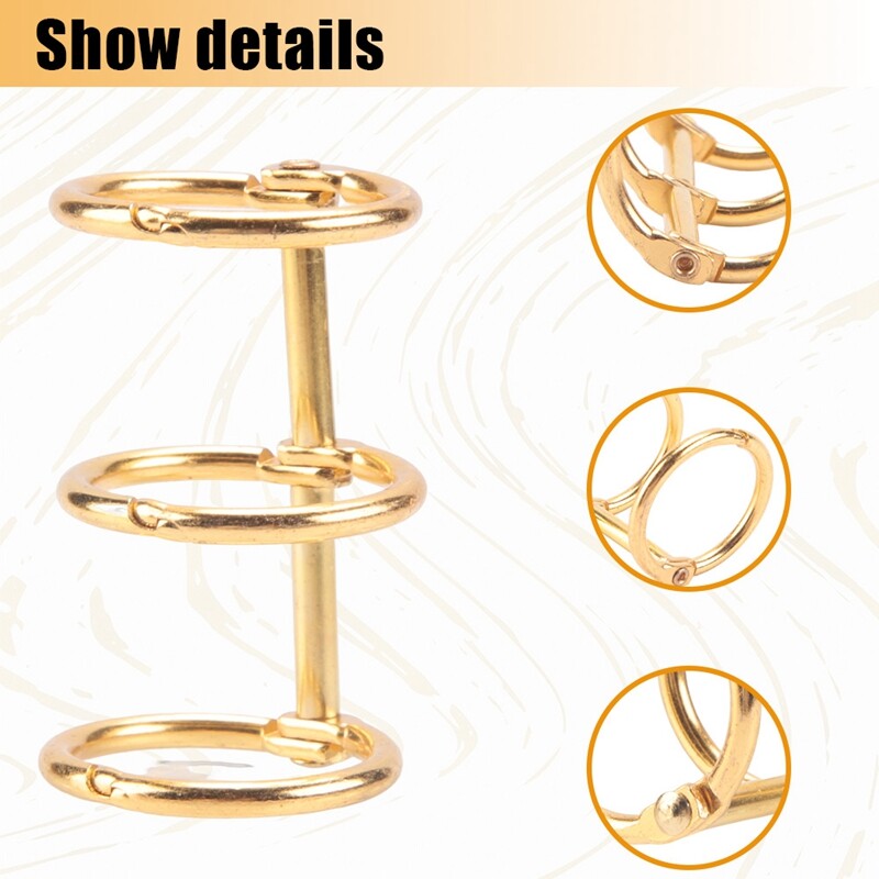 20Pcs 3 Gold Book Rings Leaf Binders Office Book Rings Snap Split ...