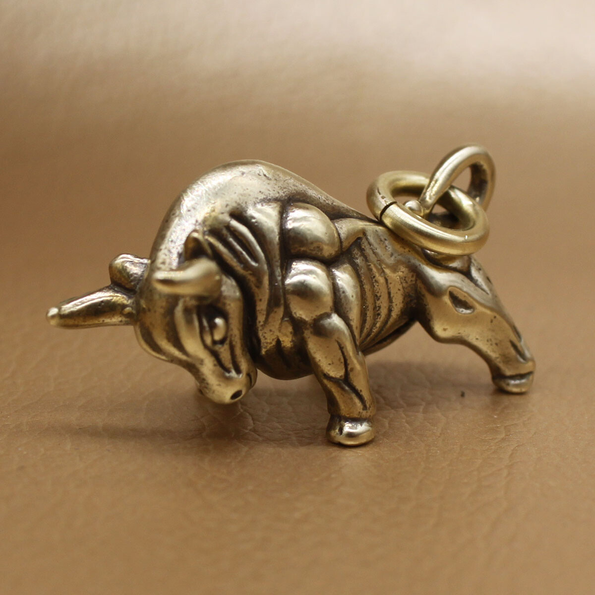 Solid Brass Bull Keychain Pendant Pants Pendant Bag Pendant Car DIY Key ...