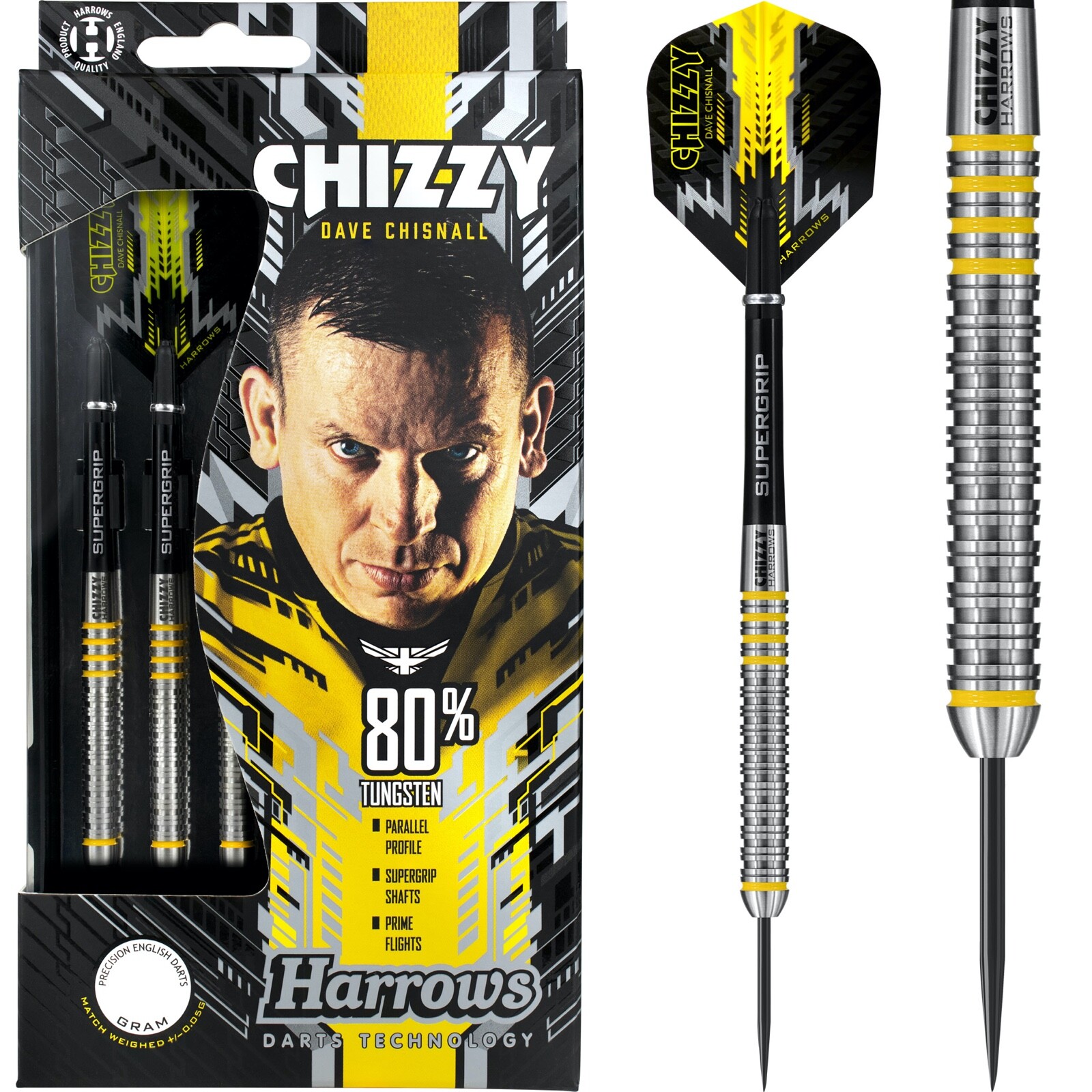 Chizzy 80% Darts Set 21g 22g 23g 24g 25g 26g gram Tungsten Harrows Dave ...
