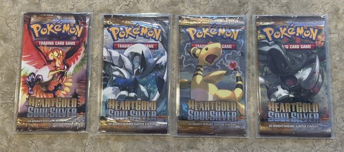 4 Sealed Unweighed Pokemon Heart Gold Soul Silver Booster Packs - Art ...